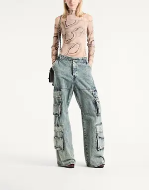 DIESEL® Medium Wash Denim Cargo Pants