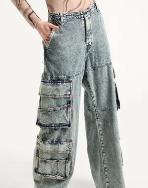 DIESEL® Medium Wash Denim Cargo Pants