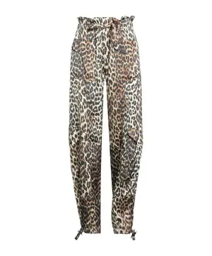 GANNI Leopard Print Cargo Trousers - Black