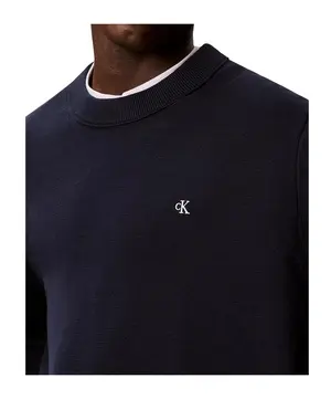 Calvin Klein Classic Cotton Monogram Crewneck Jumper - Dark Blue