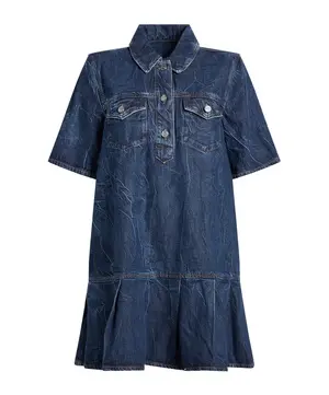 GANNI Denim Short Sleeve Shirt Dress