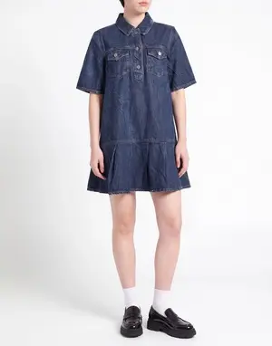 GANNI Denim Short Sleeve Shirt Dress