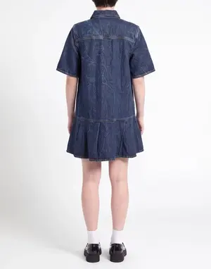 GANNI Denim Short Sleeve Shirt Dress