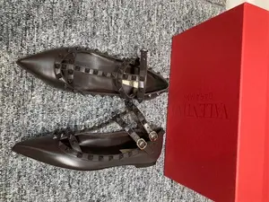 Valentino Garavani Rockstud Leather Ballerina Flats - Brown