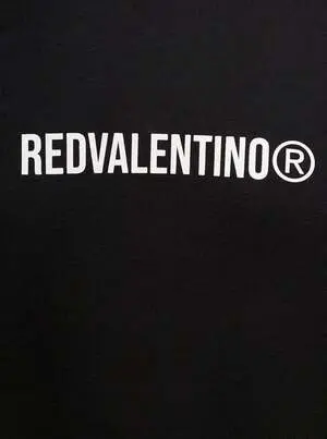 Red Valentino Logo T-shirt With Round Neck And Open Back - Black