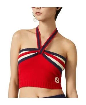 Gucci Halterneck Knitted Cropped Top