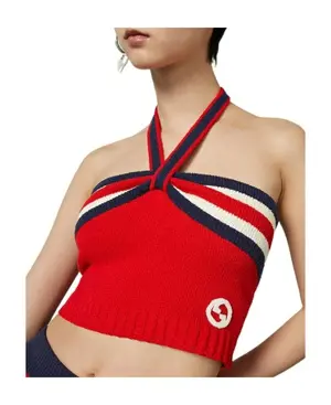 Gucci Halterneck Knitted Cropped Top