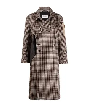 MAISON MARGIELA Double Breasted Checked Wool Coat - Nude
