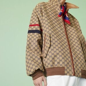 Gucci Gg Cotton Canvas Bomber Jacket