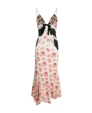 Alessandra Rich Printed Midi Dress With Bow Detail