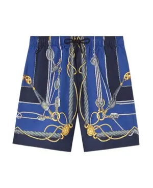 Versace Nautical Print Drawstring Swim Shorts - Blue