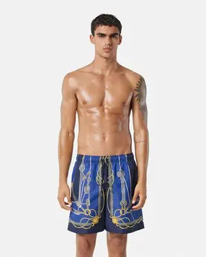 Versace Nautical Print Drawstring Swim Shorts