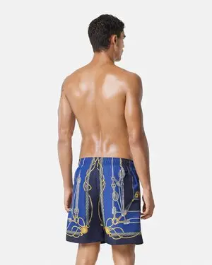 Versace Nautical Print Drawstring Swim Shorts