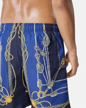 Versace Nautical Print Drawstring Swim Shorts
