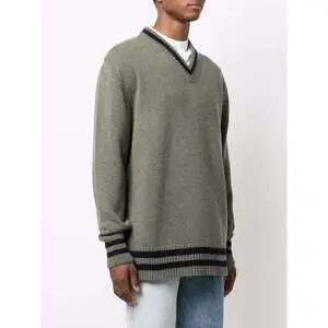 MAISON MARGIELA Striped Detail V-neck Jumper