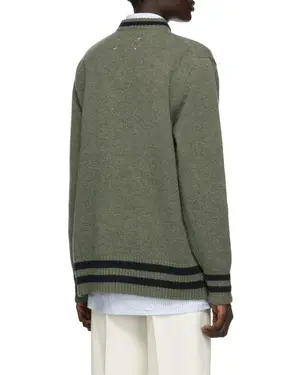 MAISON MARGIELA Striped Detail V-neck Jumper