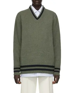 MAISON MARGIELA Striped Detail V-neck Jumper