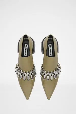 JIL SANDER Pointed-toe Leather Loafers With Embellished Detailing