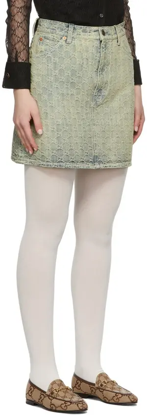 Gucci Gg Jacquard Denim Miniskirt