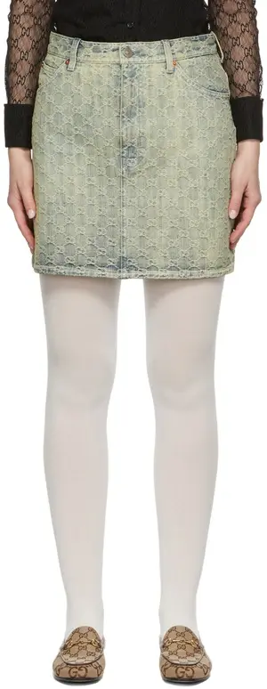 Gucci Gg Jacquard Denim Miniskirt