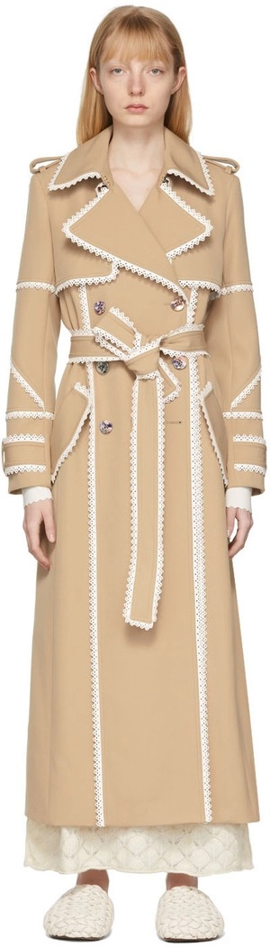 Chloé Scallop-trim Belted Trench Coat