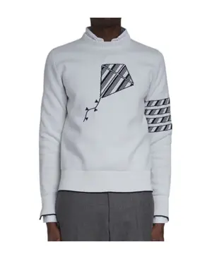 Thom Browne Pullover With Kite Icon Jacquard 4-bar In Cotton