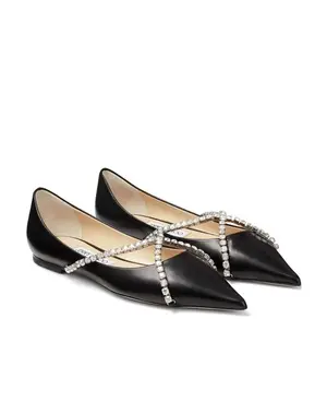 JIMMY CHOO Diamond Embellished Pointed Toe Flats