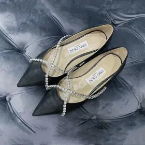 JIMMY CHOO Diamond Embellished Pointed Toe Flats