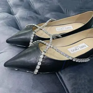 JIMMY CHOO Diamond Embellished Pointed Toe Flats