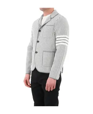 Thom Browne Striped Cotton Blazer - Light Gray