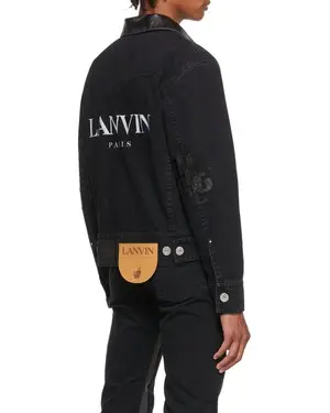 LANVIN Logo-print Distressed Denim Jacket