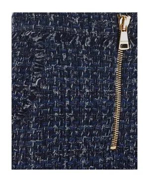 Balmain Denim Tweed Mini Skirt With Zipper Closure