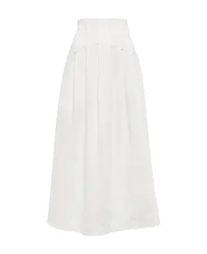 Chloé High-waist Pleated Linen Skirt