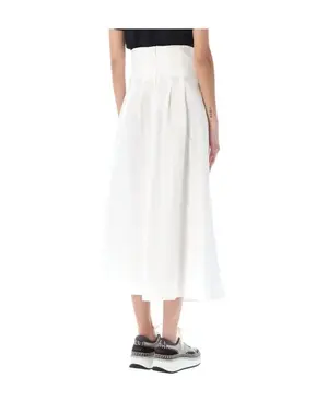 Chloé High-waist Pleated Linen Skirt