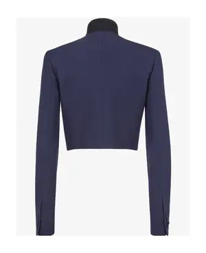 Fendi Cropped Stand Collar Jacket With Mulberry Silk Trim