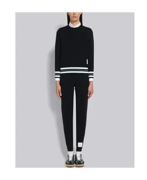 Thom Browne Crewneck Sweatshirt With Cricket Stripe Trim