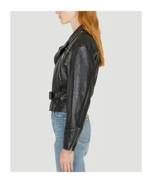 Saint Laurent Belted Leather Biker Jacket