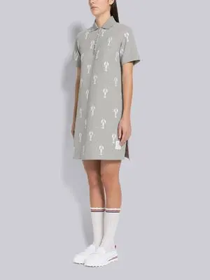 Thom Browne Lobster Embroidered Polo Dress