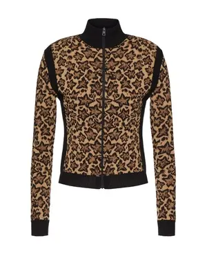 Red Valentino Leo Star Jacquard Zip-up Sweater