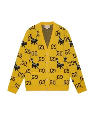 Gucci Skunk Print Wool Cardigan