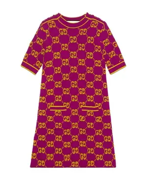 Gucci Jacquard Gg Wool Dress