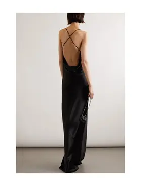 Saint Laurent Spaghetti Strap Open Back Maxi Dress