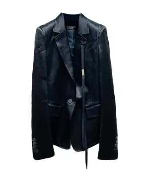 ANN DEMEULEMEESTER Logo V-neck Suit Jacket