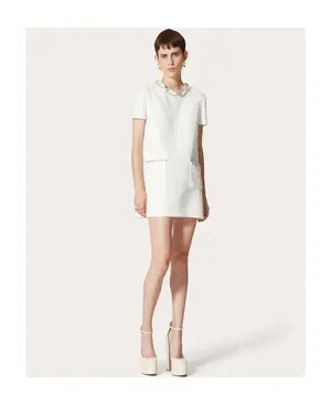 Valentino Garavani Embroidered Tweed Short Dress