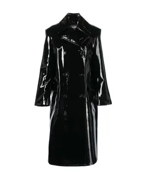 Raf Simons Double-breasted Lapel Long Overcoat - Black