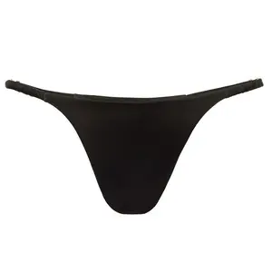 BLACK HEART LINGERIE Ruched Silk Thong - Black