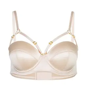 BLACK HEART LINGERIE Convertible Silk Longline Bra In Champagne - Pink