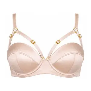 BLACK HEART LINGERIE Convertible Silk Longline Bra In Champagne - Pink