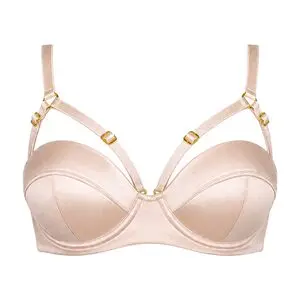 BLACK HEART LINGERIE Convertible Silk Longline Bra In Champagne - Pink