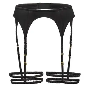 BLACK HEART LINGERIE Silk Garter Belt With Convertible Straps - Black